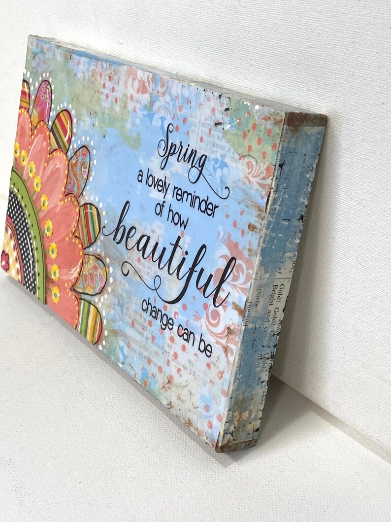 Spring Boho Flower Sign Spring Sign Floral Painted Spring - Etsy