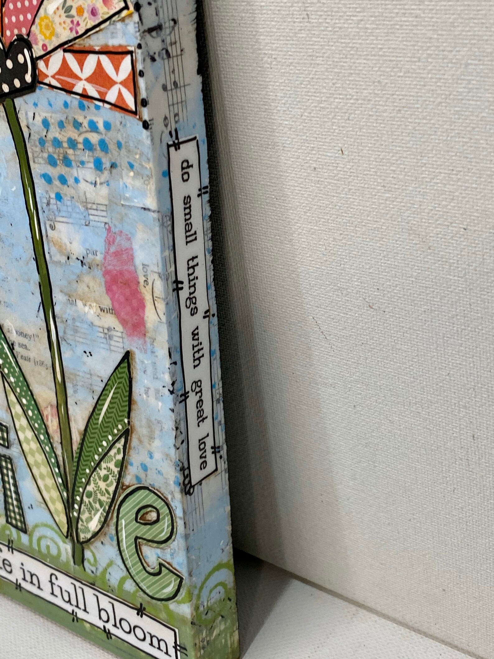 Floral Decor Sign Live Life in Full Bloom Mixed Media Joyful Sign Pink ...