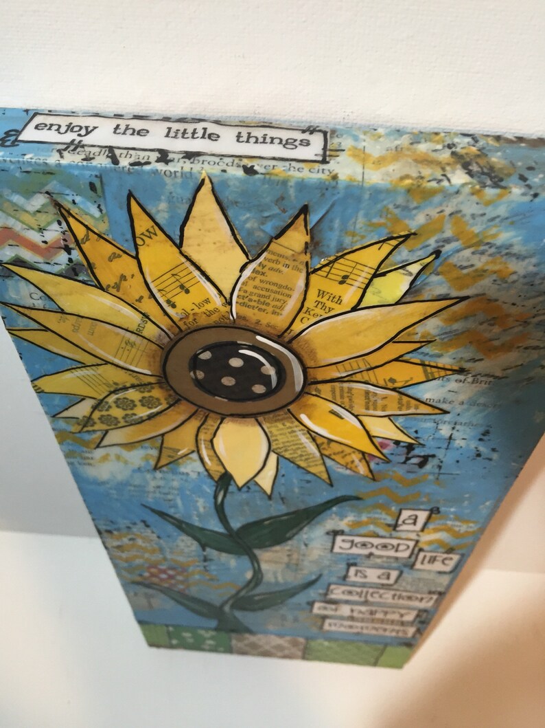 Sunflower Sign Sunflower Decor Sunflower Art Mixed Media - Etsy