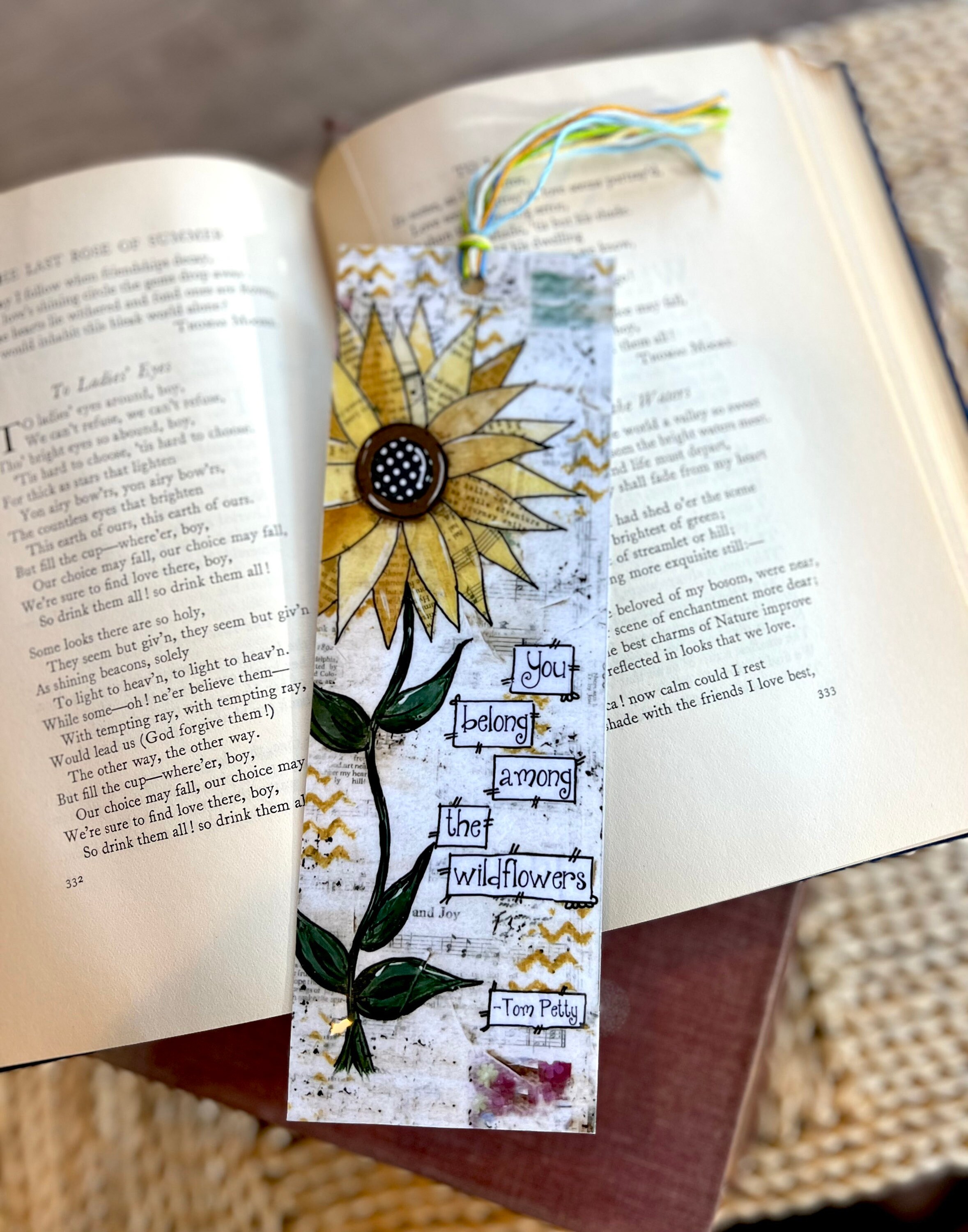 Sunflower Bookmark, Inspirational Bookmark, You Belong Among the ...