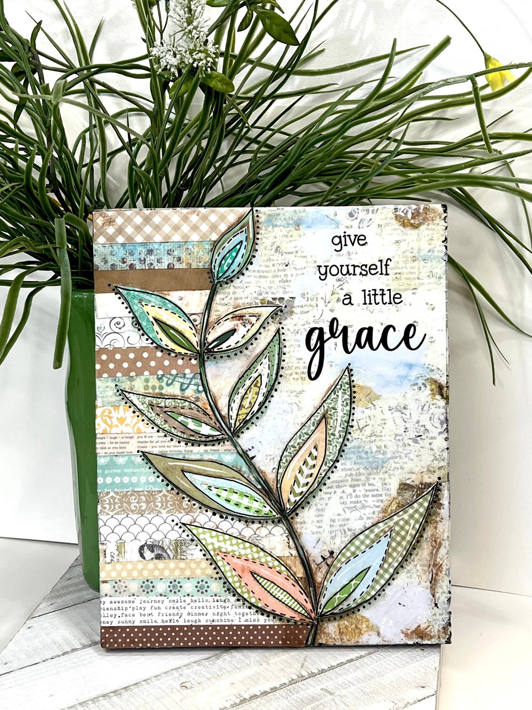 Earth Tone Wall Art, Grace Sign, Friendship Gift, Give Yourself a ...