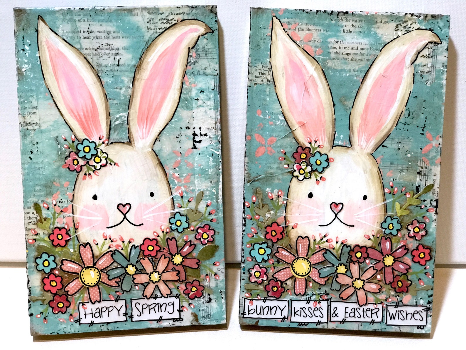 Bunny Sign Spring Bunny Sign Home Decor Happy Spring - Etsy