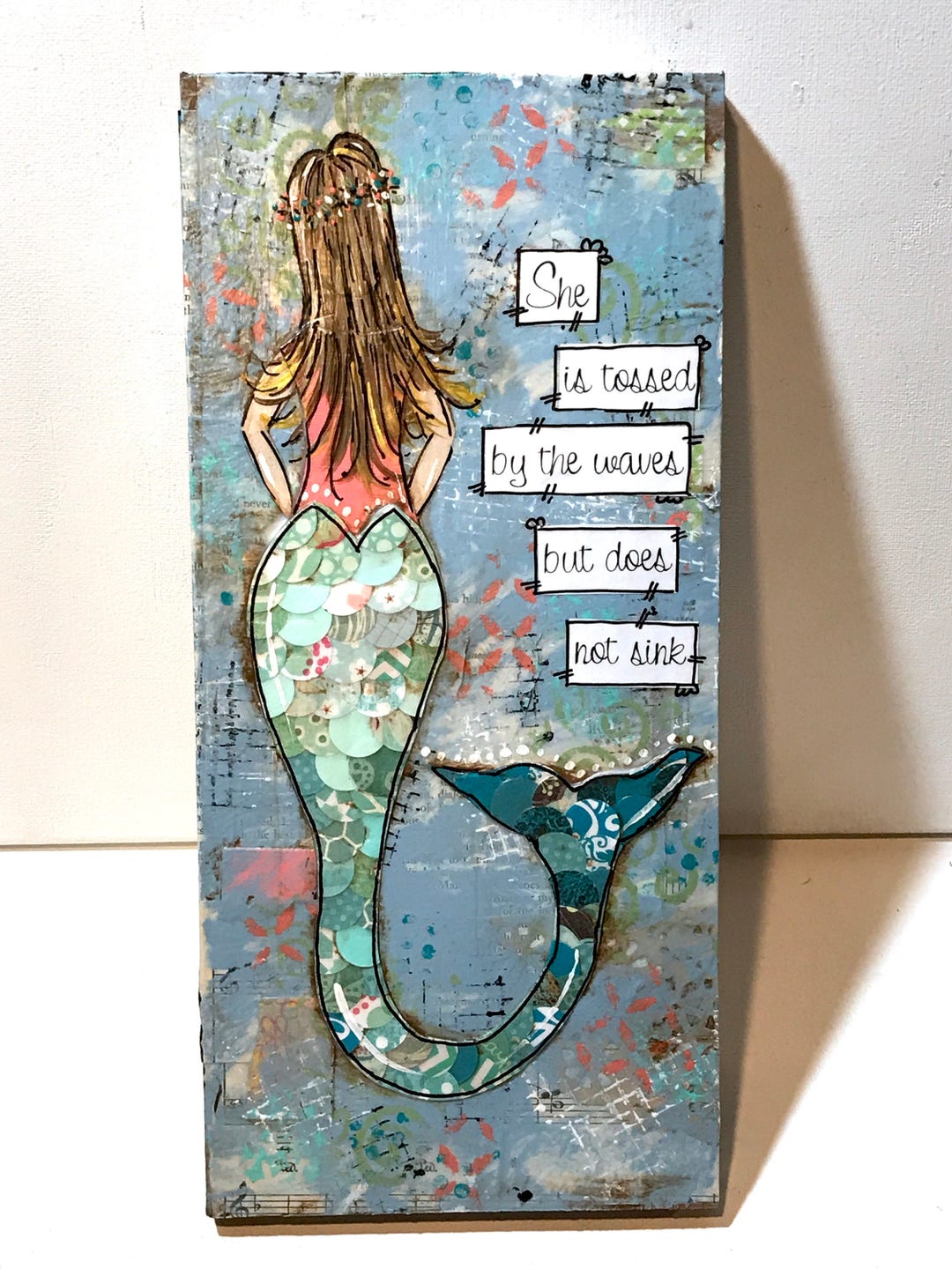 Mermaid Mixed Media Art, Mermaid Painting, Mermaid Decor, She is Tossed ...