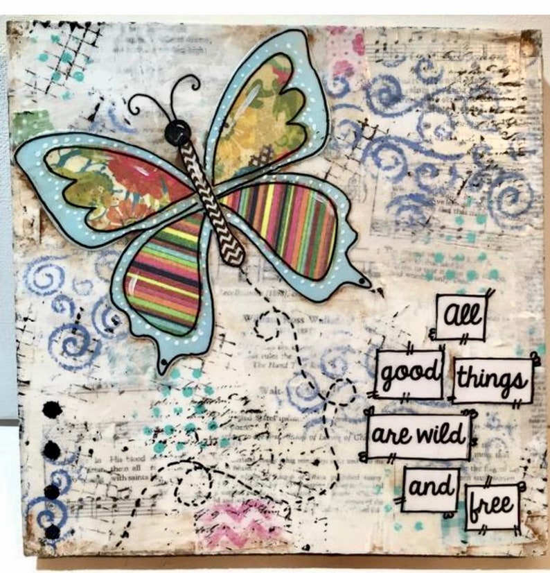 Mixed Media Butterfly Mixed Media Painting Mixed Media - Etsy
