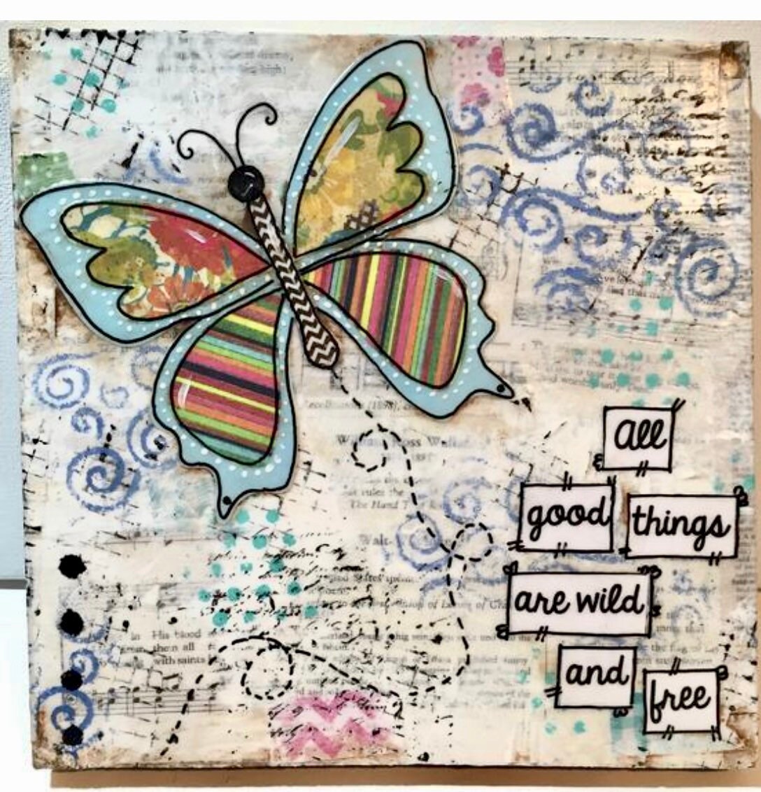 Mixed Media Butterfly Mixed Media Painting Mixed Media | Etsy