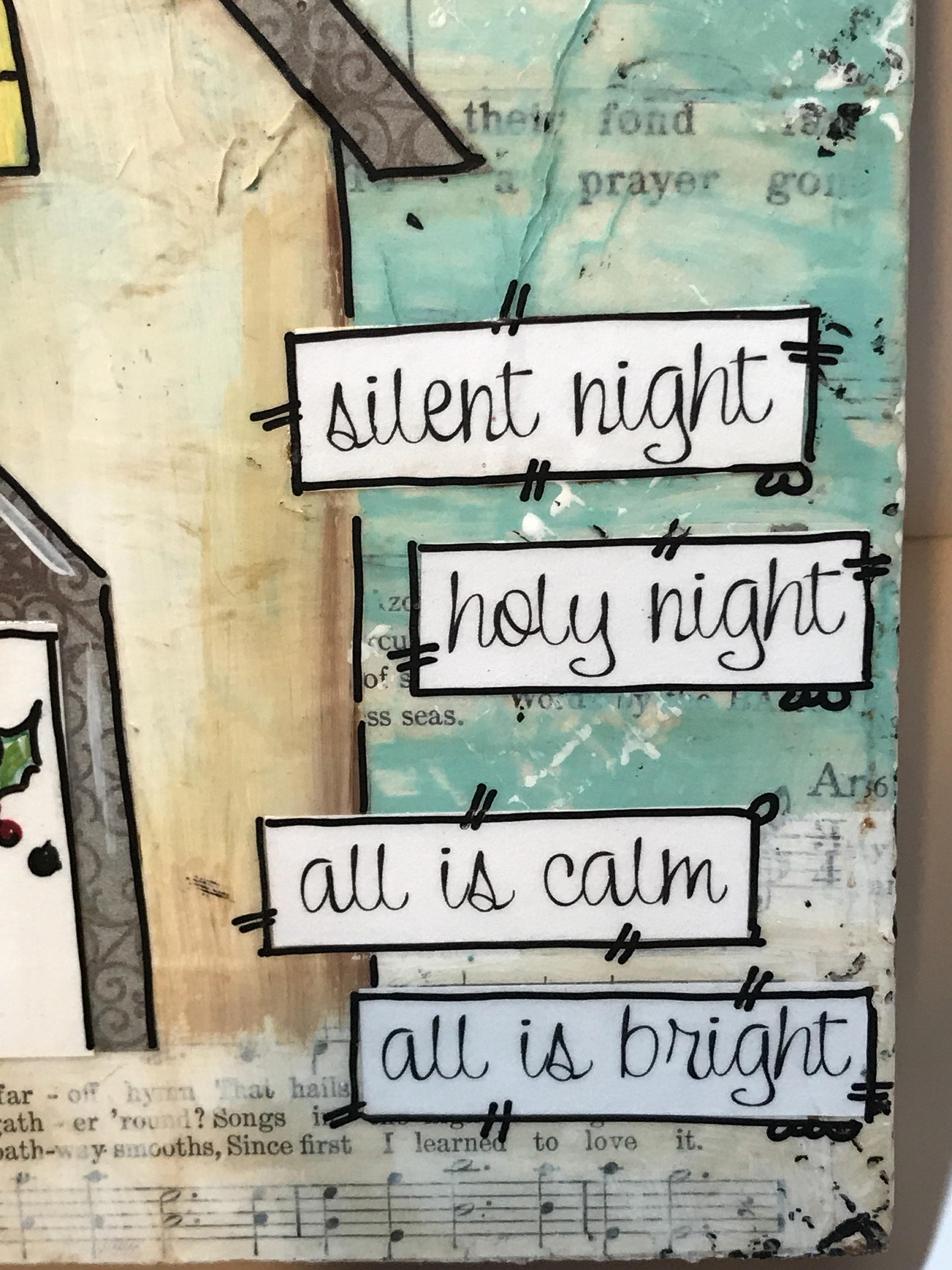 Silent Night lyrics Christmas Church Sign Painted Church | Etsy