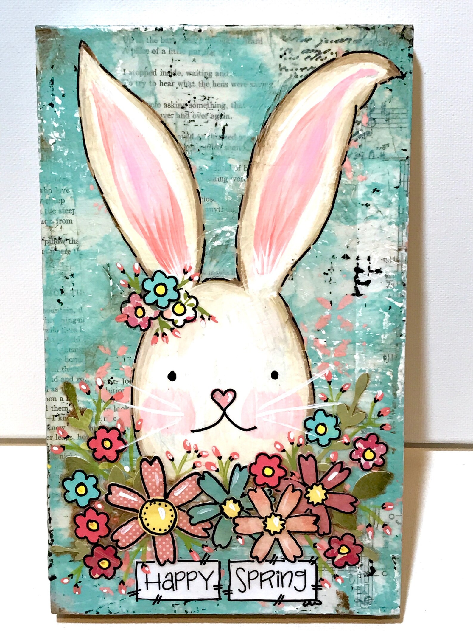 Bunny Sign Spring Bunny Sign Home Decor Happy Spring - Etsy