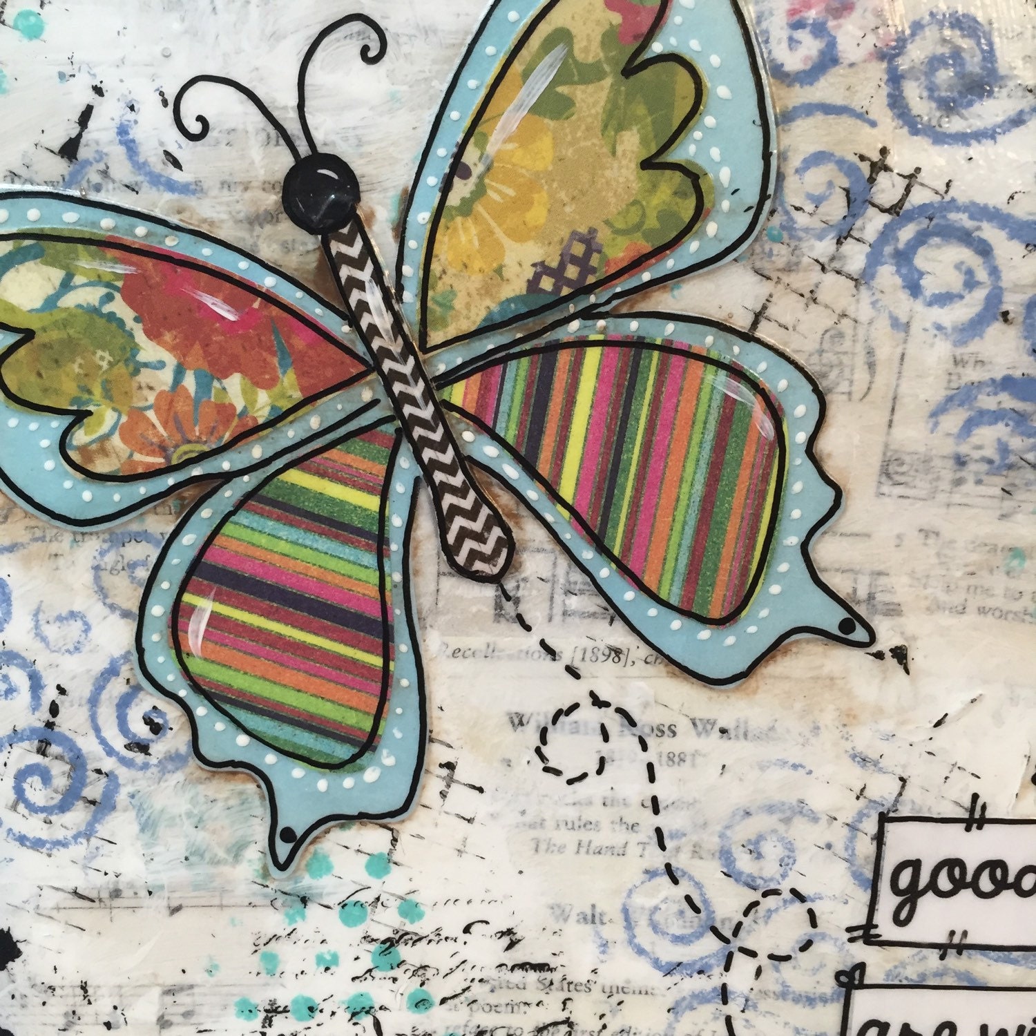 Mixed Media Butterfly Mixed Media Painting Mixed Media | Etsy