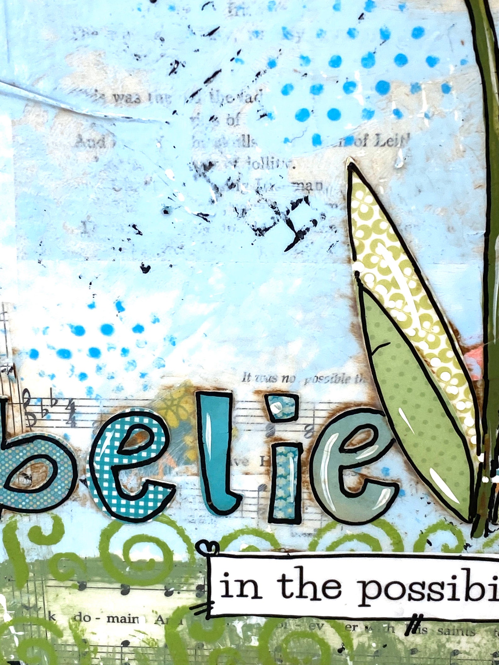 Believe in the Possibilities Sign Mixed Media Coral and Aqua | Etsy