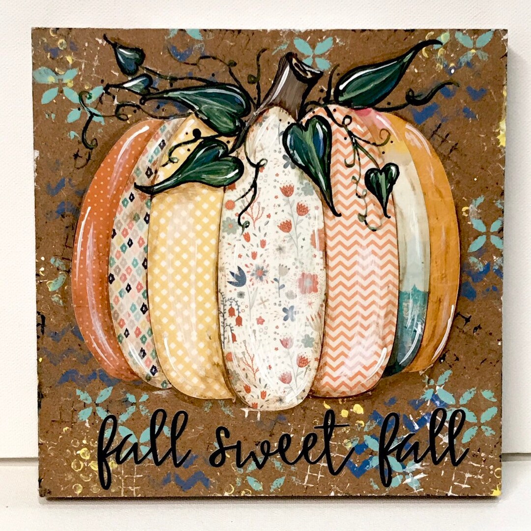 Fall Sign Wood Pumpkin Sign Decor Fall Pumpkin Decoration Blue Pumpkins ...