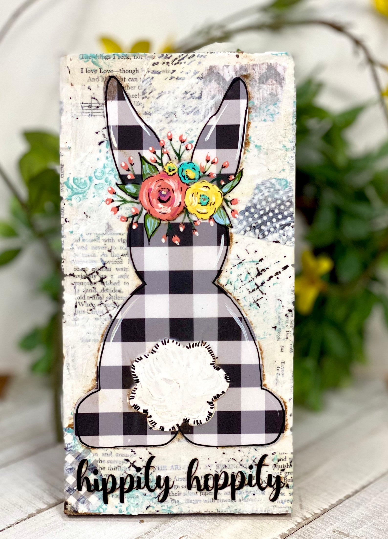 Spring Decor Buffalo Check Bunny Butt Spring Bunny Sign - Etsy