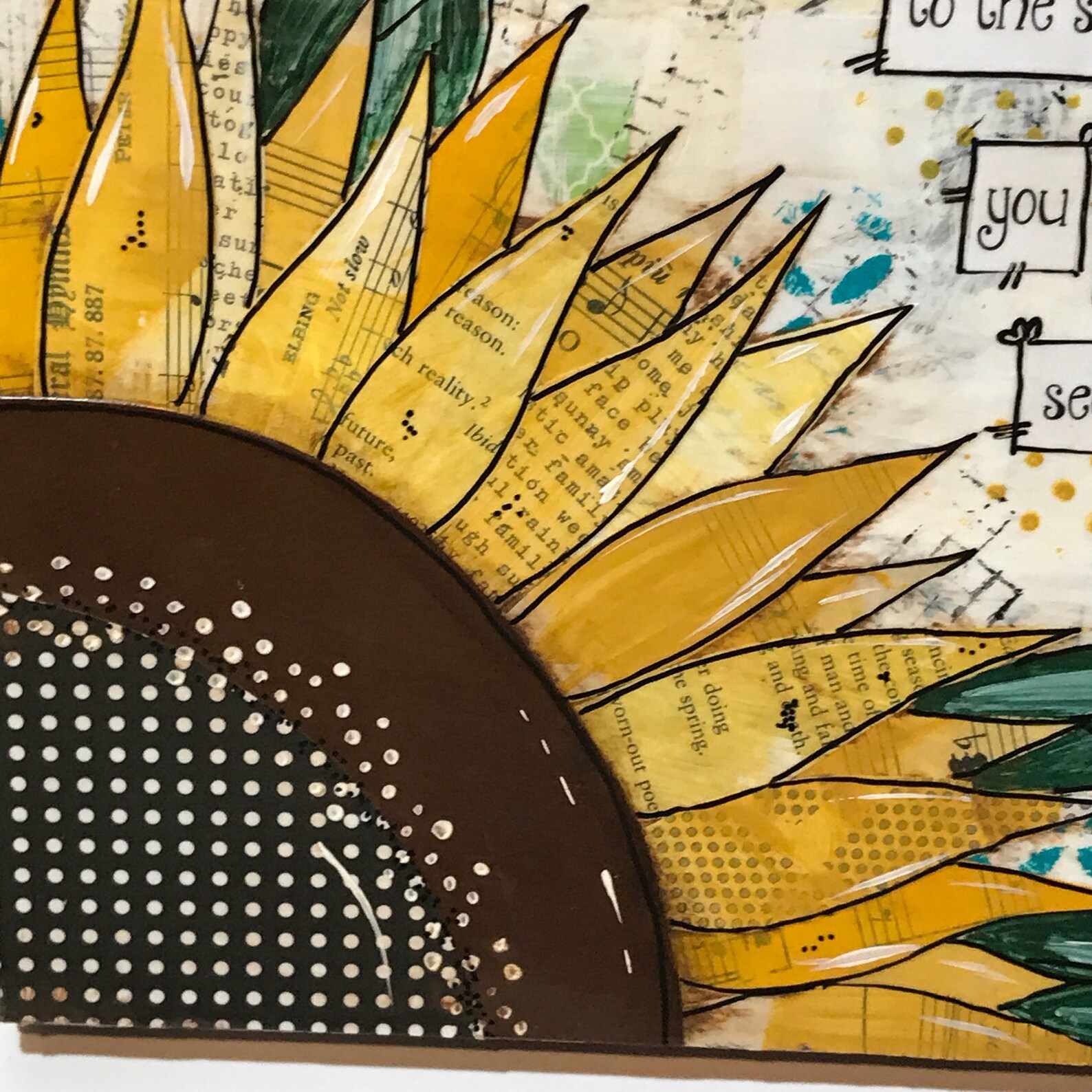 Sunflower Painted Sign, Sunflower Decor, Mixed Media Sunflower, Boho ...
