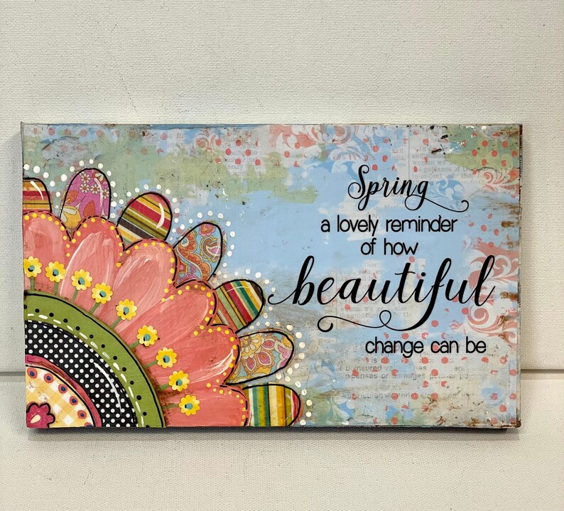 Spring Boho Flower Sign Spring Sign Floral Painted Spring - Etsy