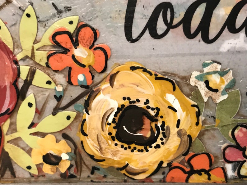 Floral Painting Mixed Media Sign Inspirational Quote Sign Be - Etsy