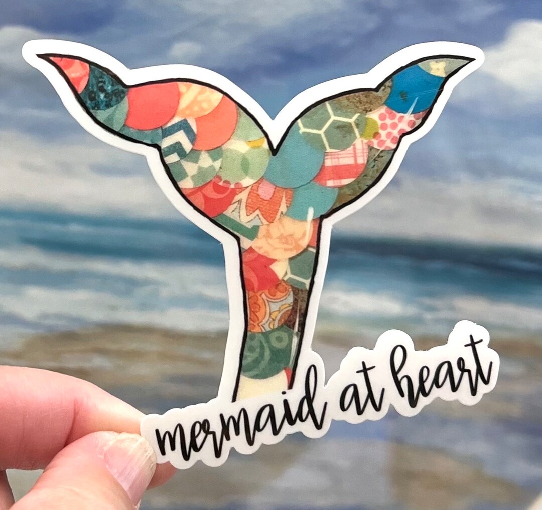 Mermaid Tail Sticker, Mermaid at Heart Decal, Waterbottle Sticker ...