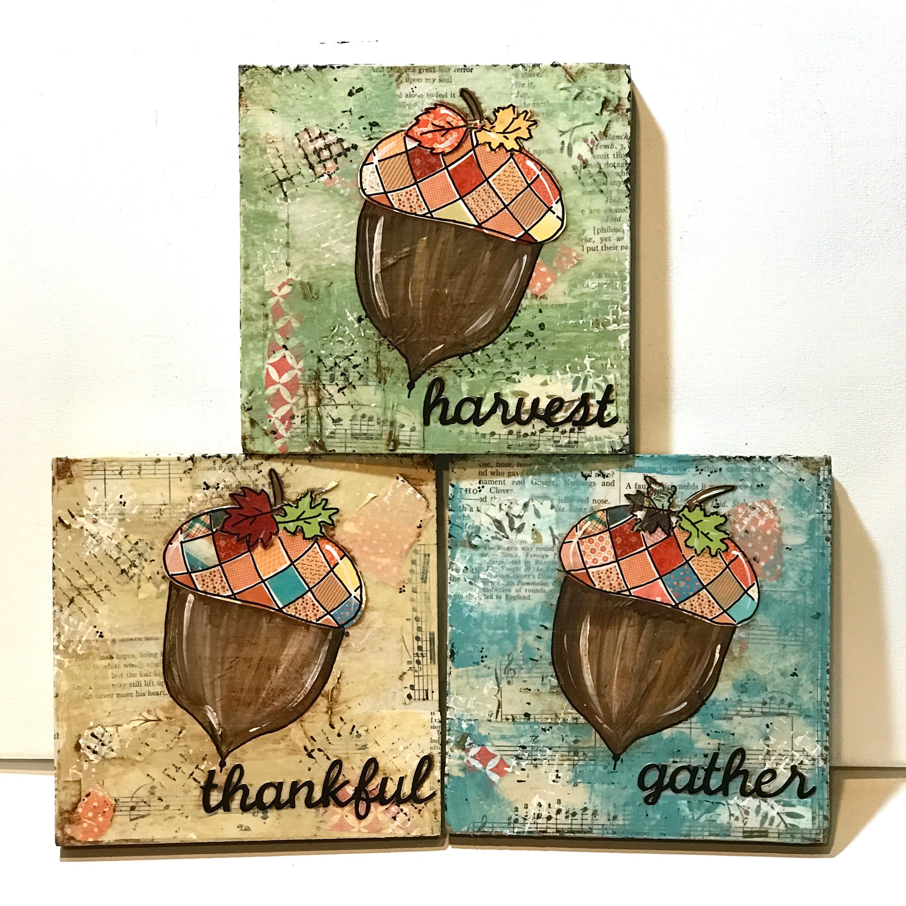 Fall Decor Acorn Painting Fall Acorn Thankful Sign Autumn - Etsy