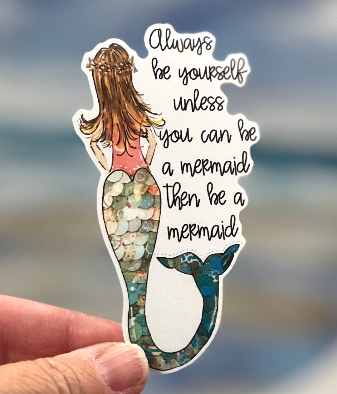 Mermaid Sticker, Mermaid Decal, Waterbottle Sticker, Waterproof ...