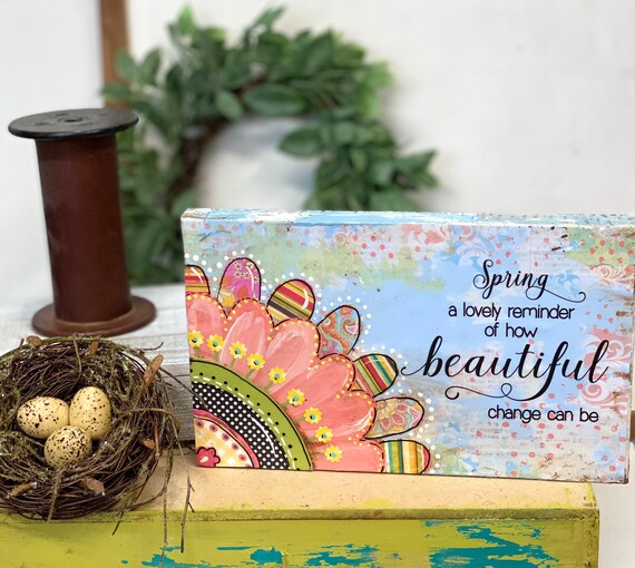 Spring Boho Flower Sign Spring Sign Floral Painted Spring - Etsy