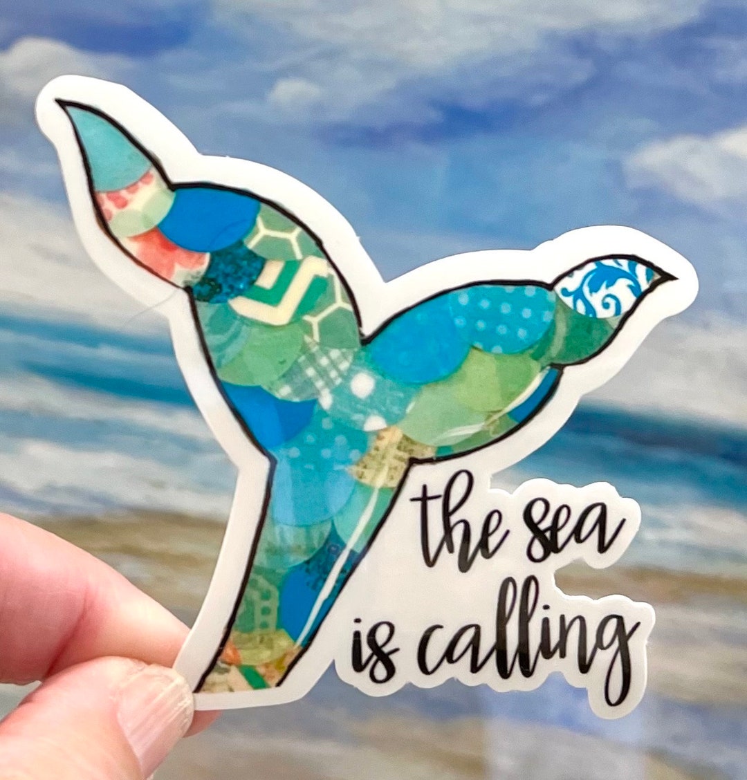 The Sea is Calling, Mermaid Sticker, Mermaid Decal, Waterbottle Sticker ...