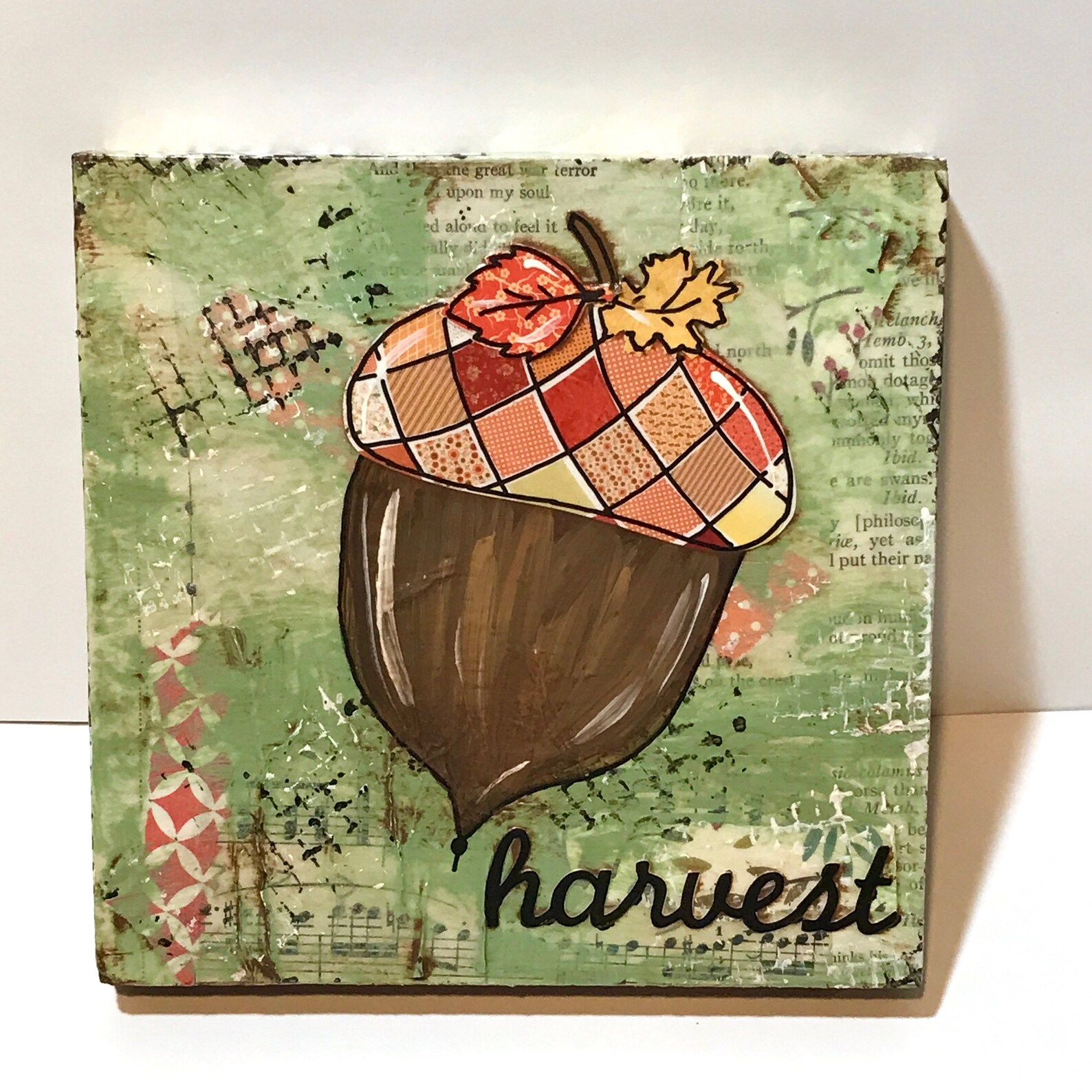 Fall Decor Acorn Painting Fall Acorn harvest sign Autumn | Etsy