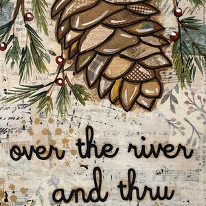 Winter Decor Rustic, Over the River SIGN Holiday Decor Pinecone Sign ...