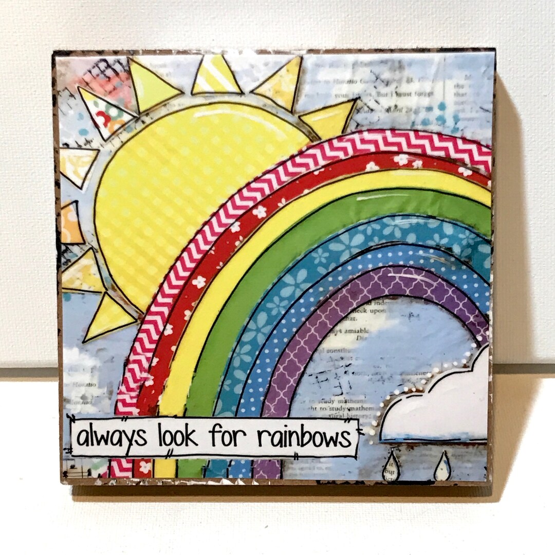 Rainbow Print, Mixed Media Rainbow Art, Colorful Rainbow Sign, Always ...