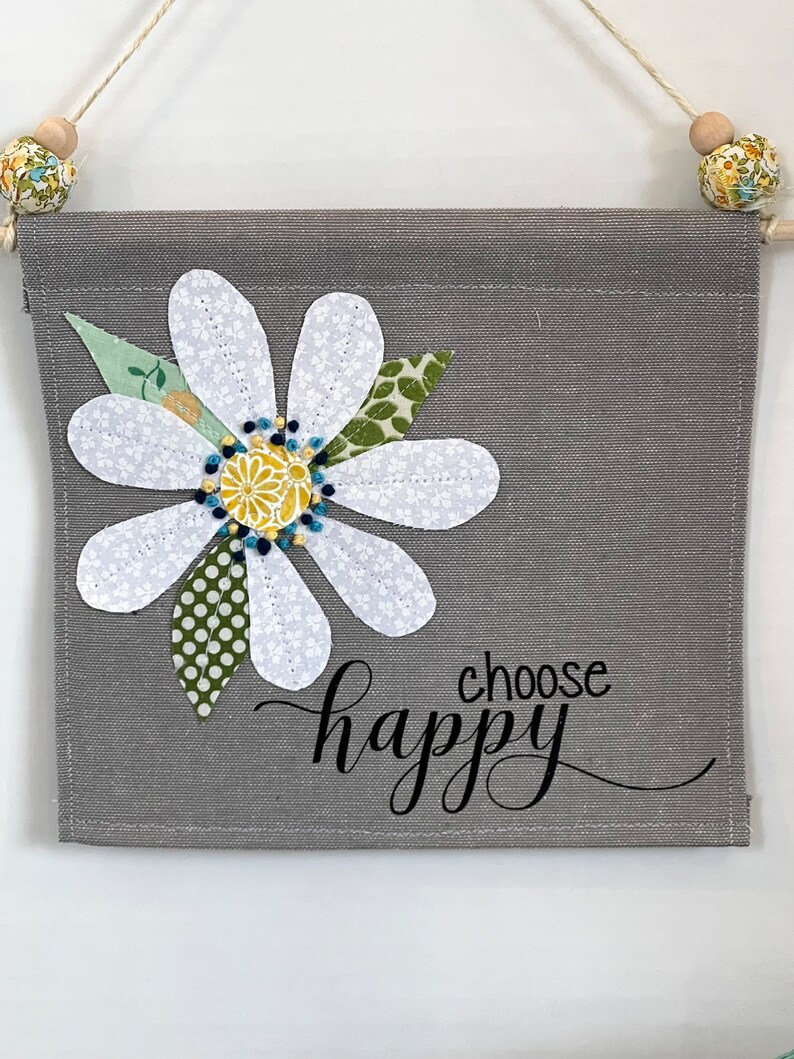 White Daisy Wall Banner Fabric Wall Decor Choose Happy - Etsy
