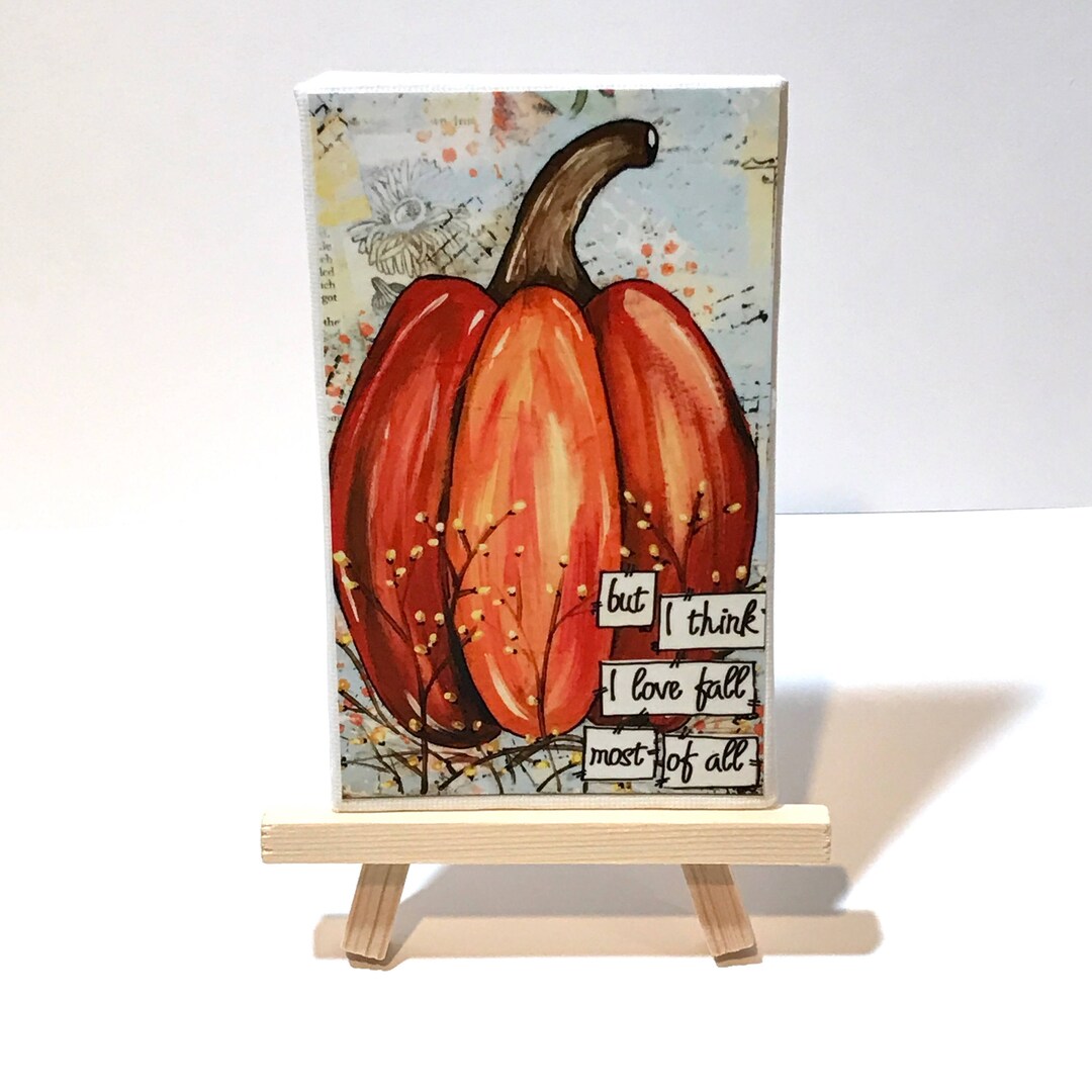 Fall Sign, Pumpkin Art, Pumpkin Decor, Hand Painted Pumpkin Print ...