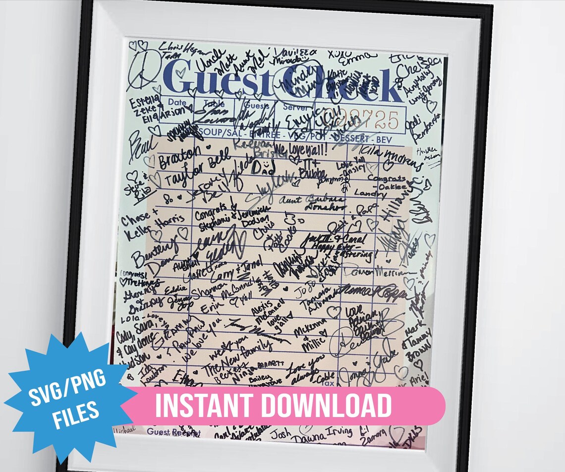 Wedding Sign in Poster, Blank Guest Check List, Restaurant Guest Check ...