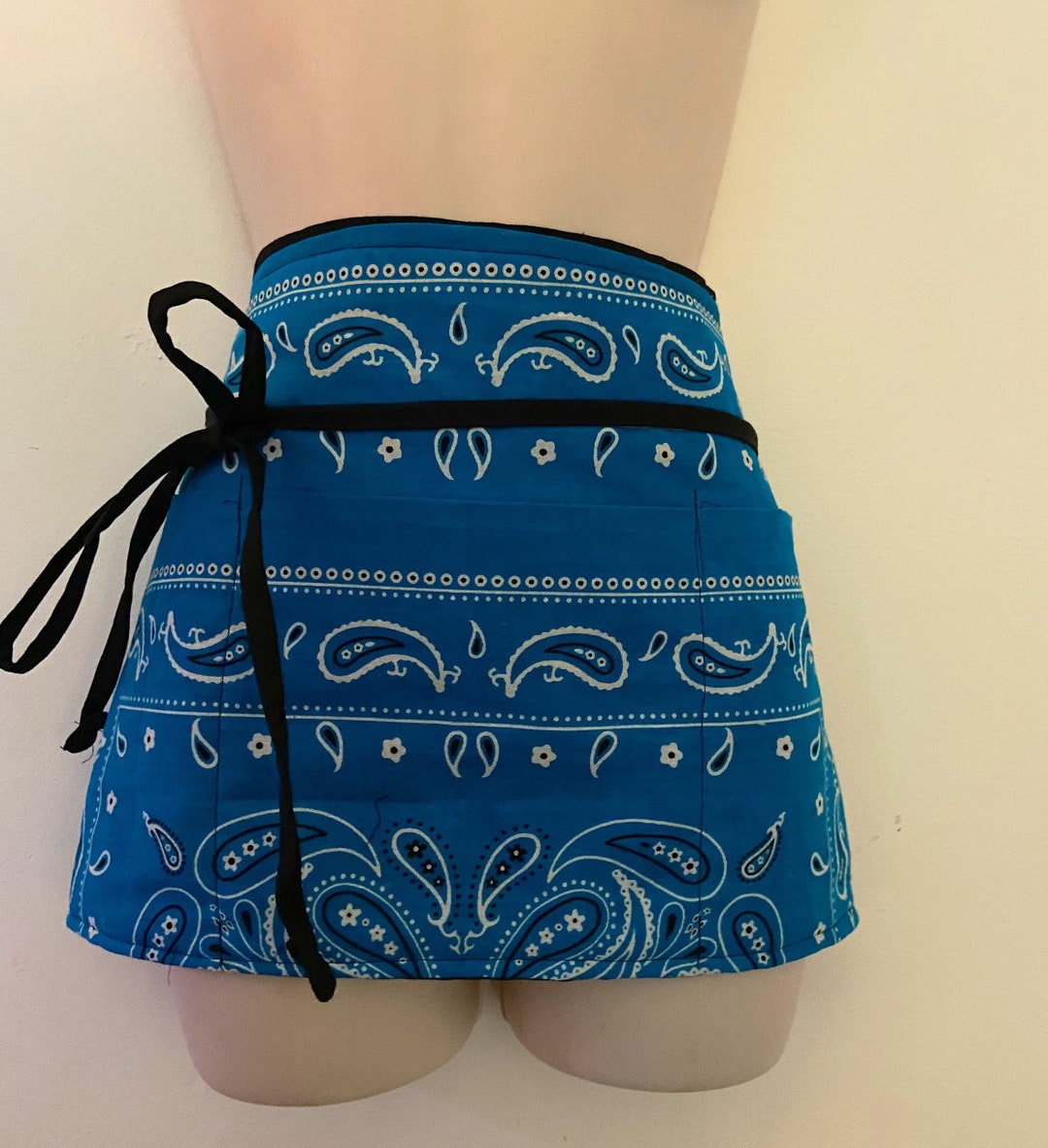 Sturdy Reversible 3 Pocket Waitress Apron Scarf Hankerchief Turquoise ...