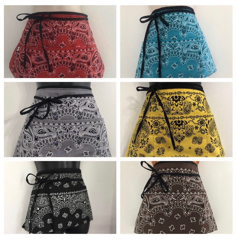 Sturdy Reversible 3 Pocket Waitress Apron Scarf Hankerchief - Etsy