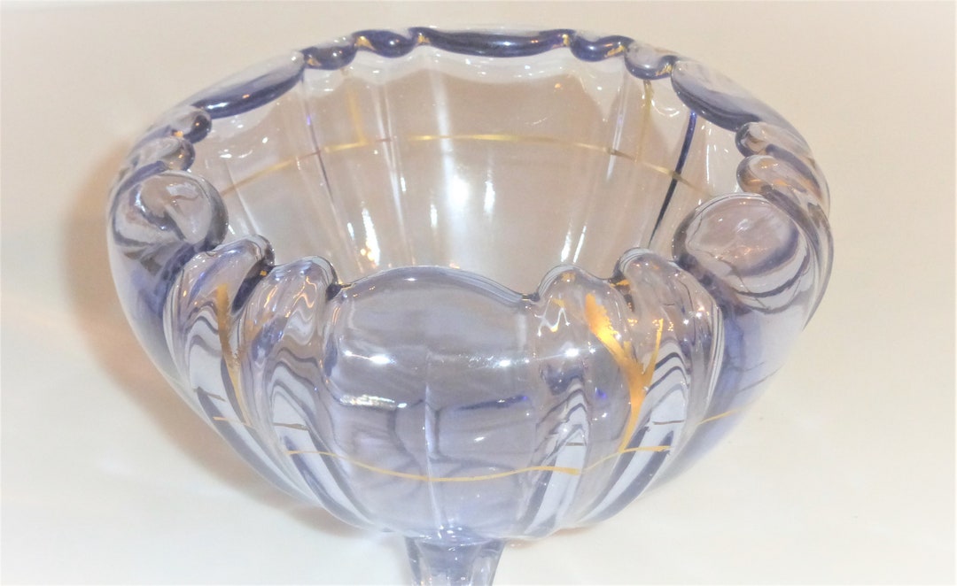 BN3 Vintage GLASS BOWL Footed Purple Glass Bowl Fancy Bowl Candy Dish ...