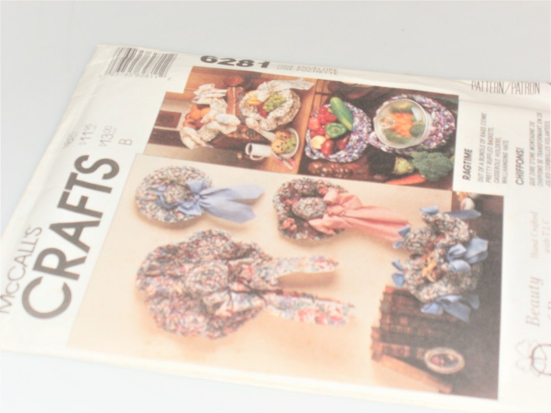 1992 Mccall's Crafts RAG CROCHET Package 6281 Sewing Pattern Hat Basket ...