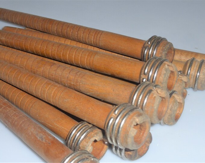 BX55 -- Lot of 3 Antique Wood SPINDLES Textile SEWING Spindles Bobbin ...