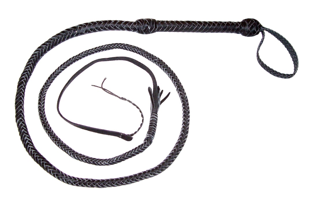 8 Foot 10 Plait Black Bullwhip With Nylon Popper Bullwhip INDIANA Jones ...