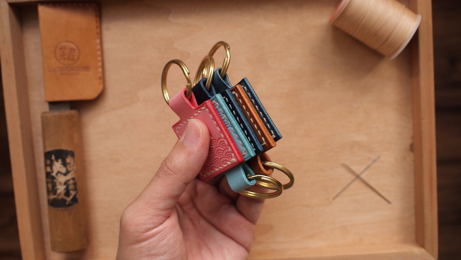 Mount Fuji Qinghai Wave Leather Keychain (handmade) - Etsy