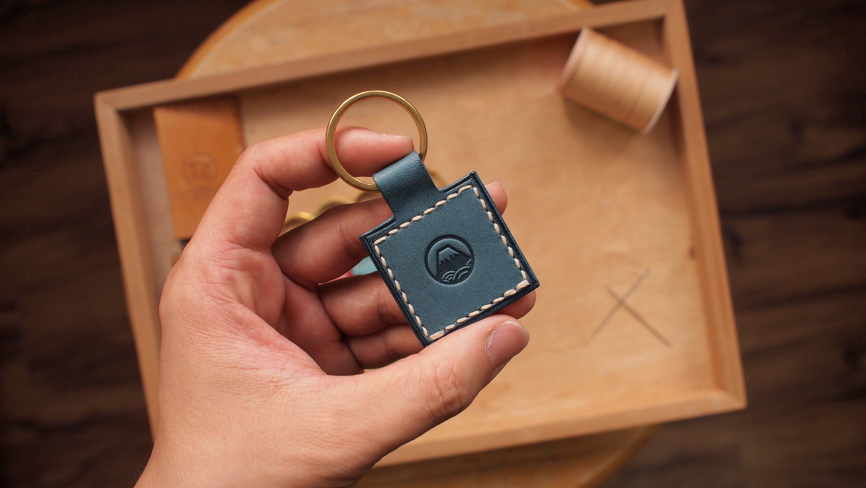 Mount Fuji Qinghai Wave Leather Keychain (handmade) - Etsy