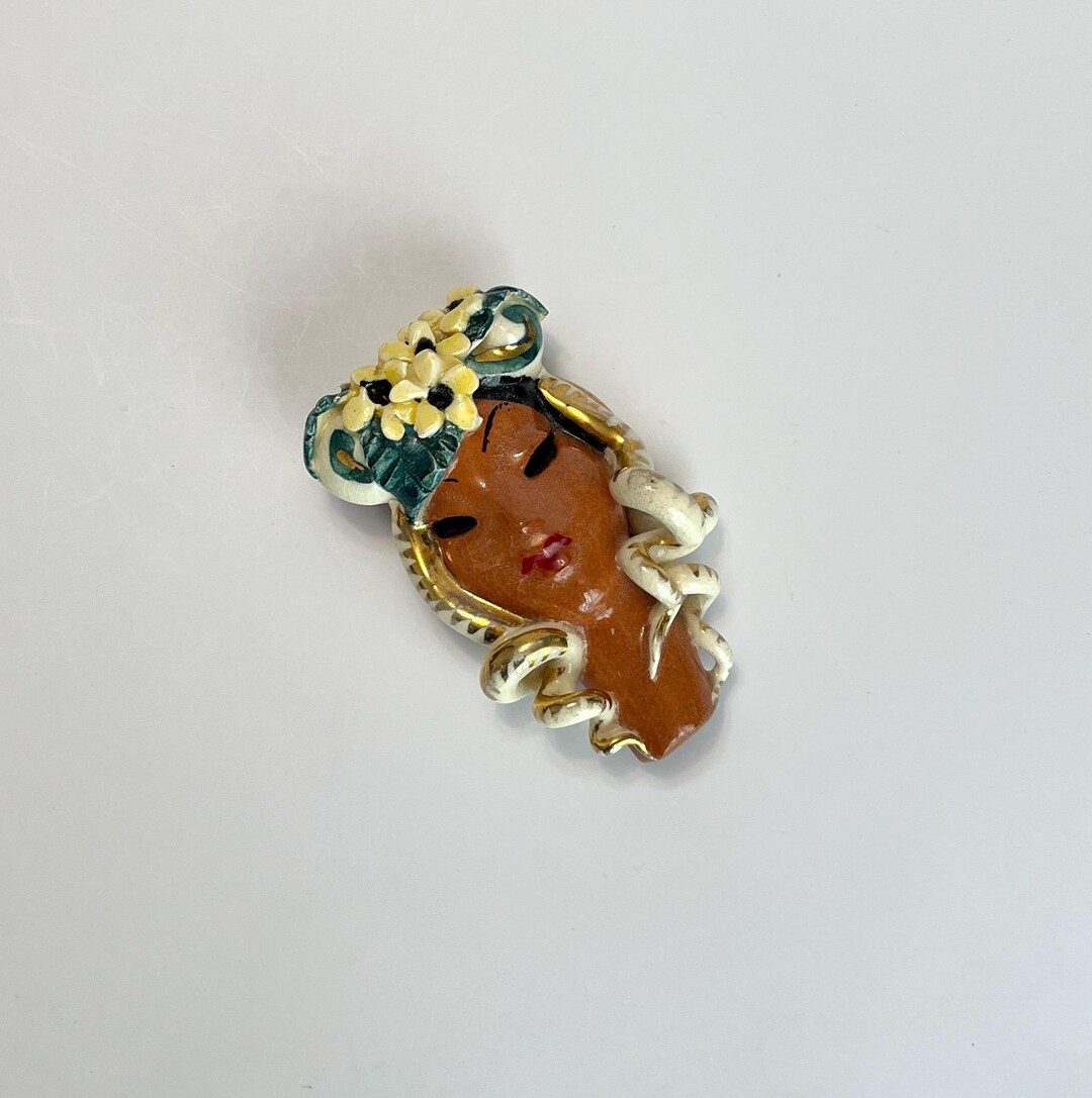 Vintage Copa De Oro LIN Ceramic Brooch - Designed by Mary Jane Hart - Etsy