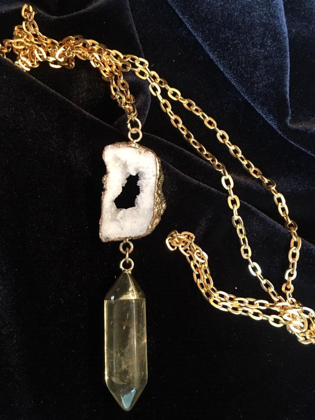 White Geode With Crystal - Etsy