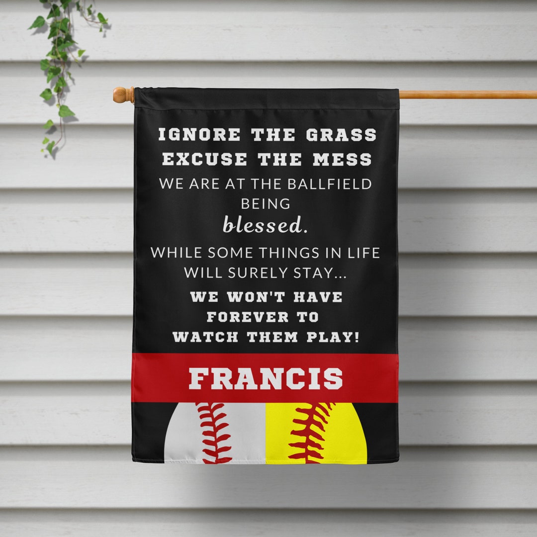 Personalized Baseball & Softball Flag, Baseball Garden Flag, Excuse the ...