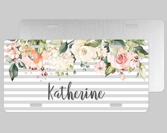 Wood Floral License Plate Personalized License Plate Frame Monogrammed ...