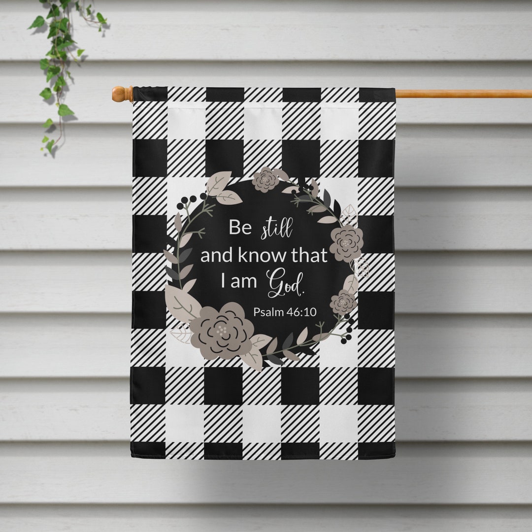 Bible Verse House Flag, Buffalo Plaid Garden Sign, Scripture ...