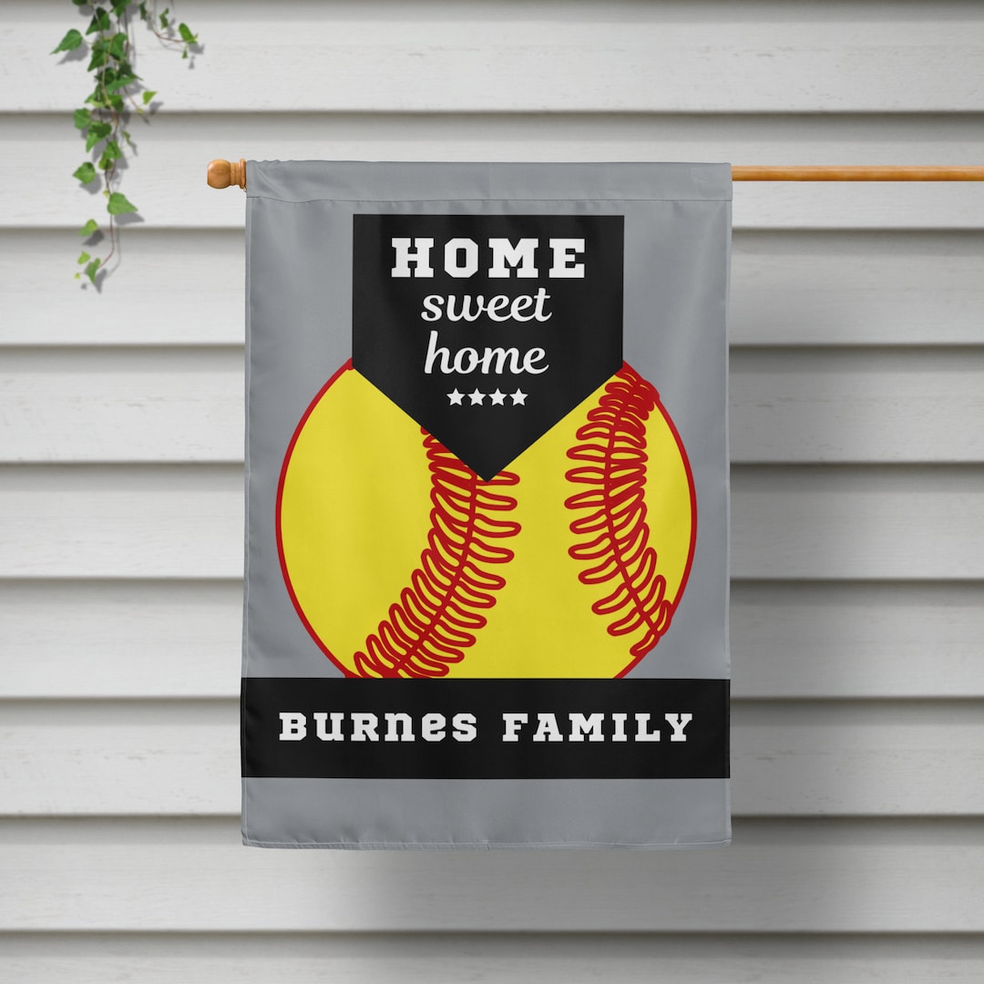 Personalized Softball Flag, Softball Garden Flag, Home Sweet Home ...