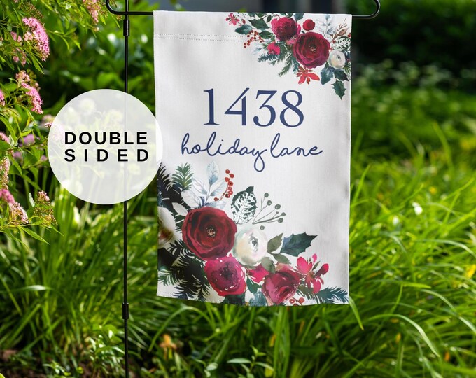 Personalized Address Garden Flag, Winter Garden Flag, Custom Address ...