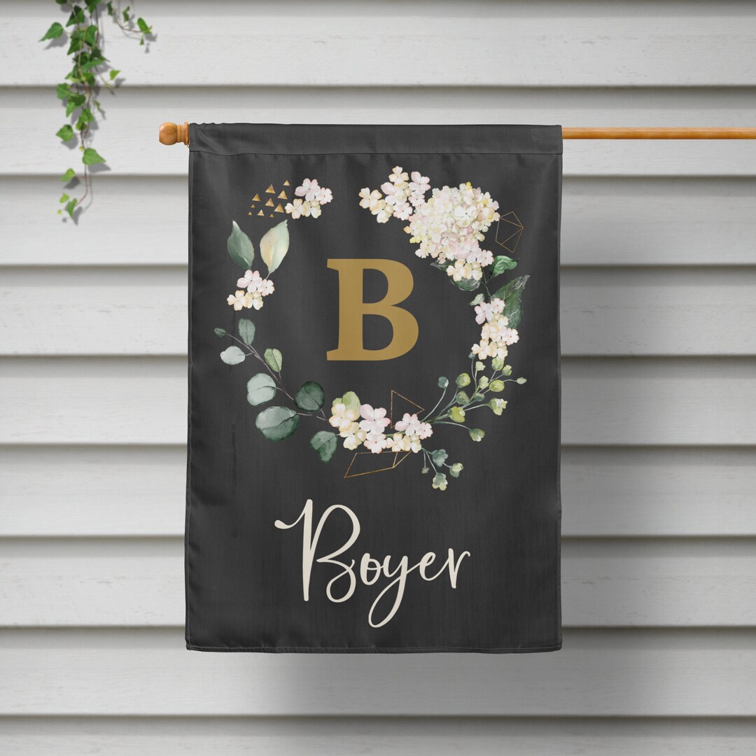 Initial House Flag, Personalized Garden Flag, Farmhouse Welcome Sign ...