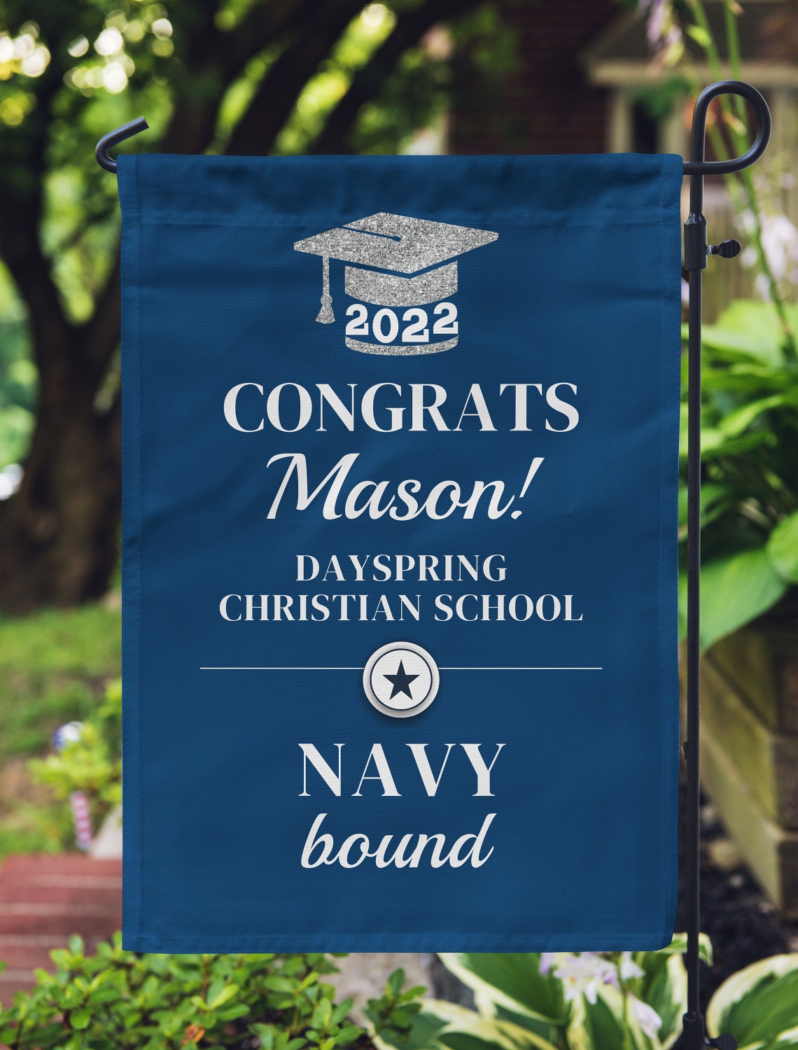 Navy Bound Graduation Yard Sign Personalized Garden Flag | Etsy