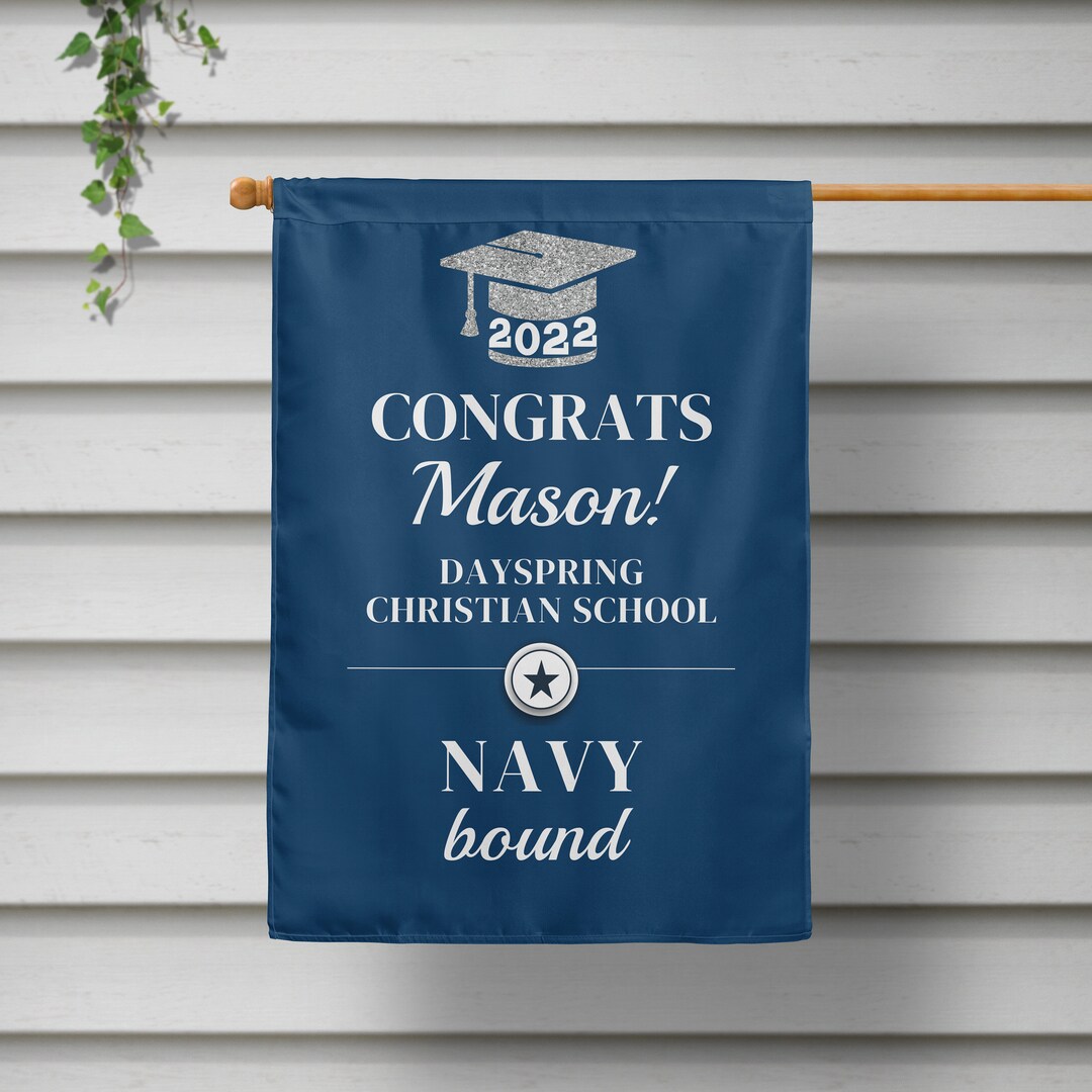 Navy Bound Graduation Yard Sign Personalized Garden Flag - Etsy