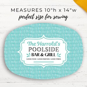 Personalized Poolside Bar and Grill Serving Tray, Custom Platter Family ...