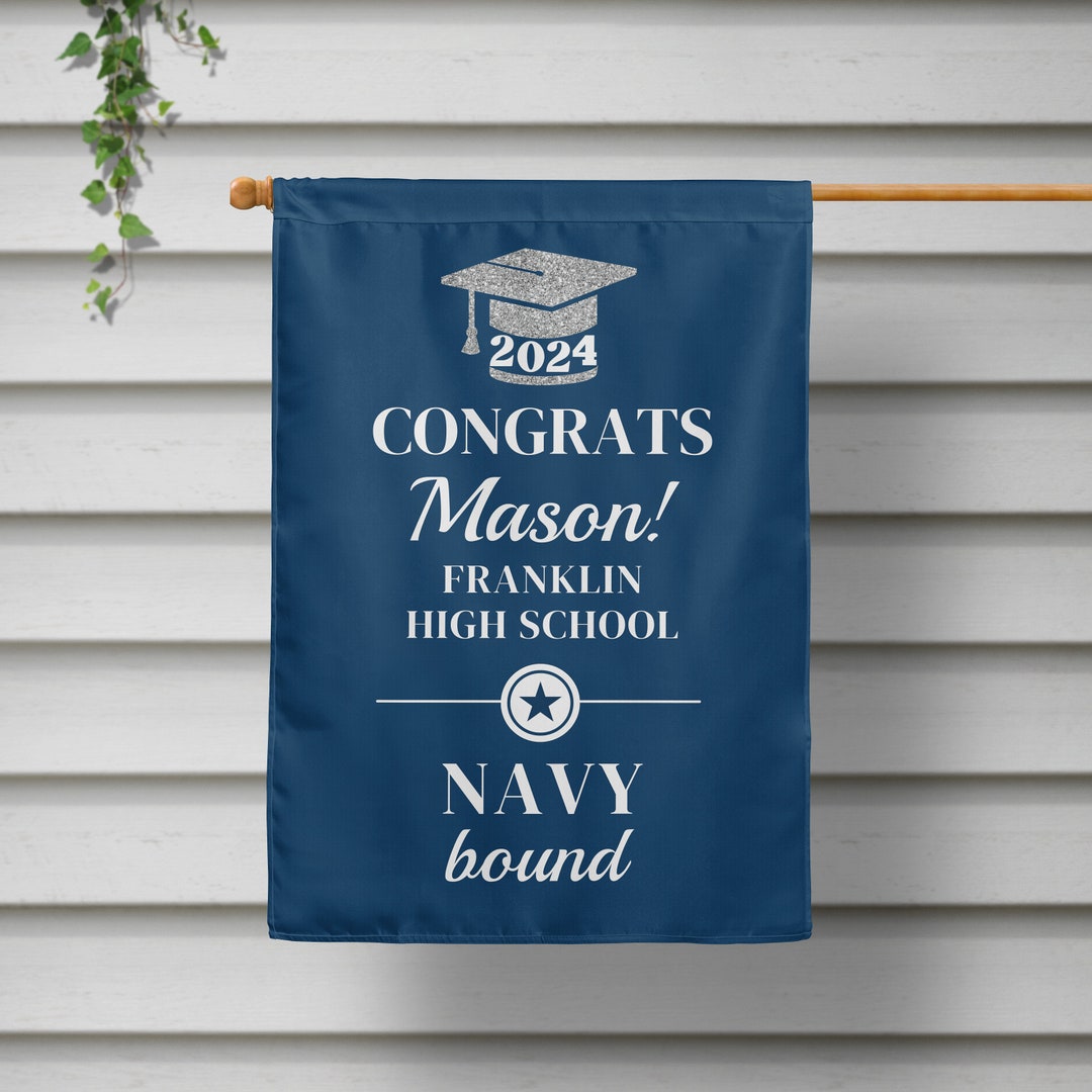 Navy Bound, Graduation Yard Sign, Personalized Garden Flag, Military ...