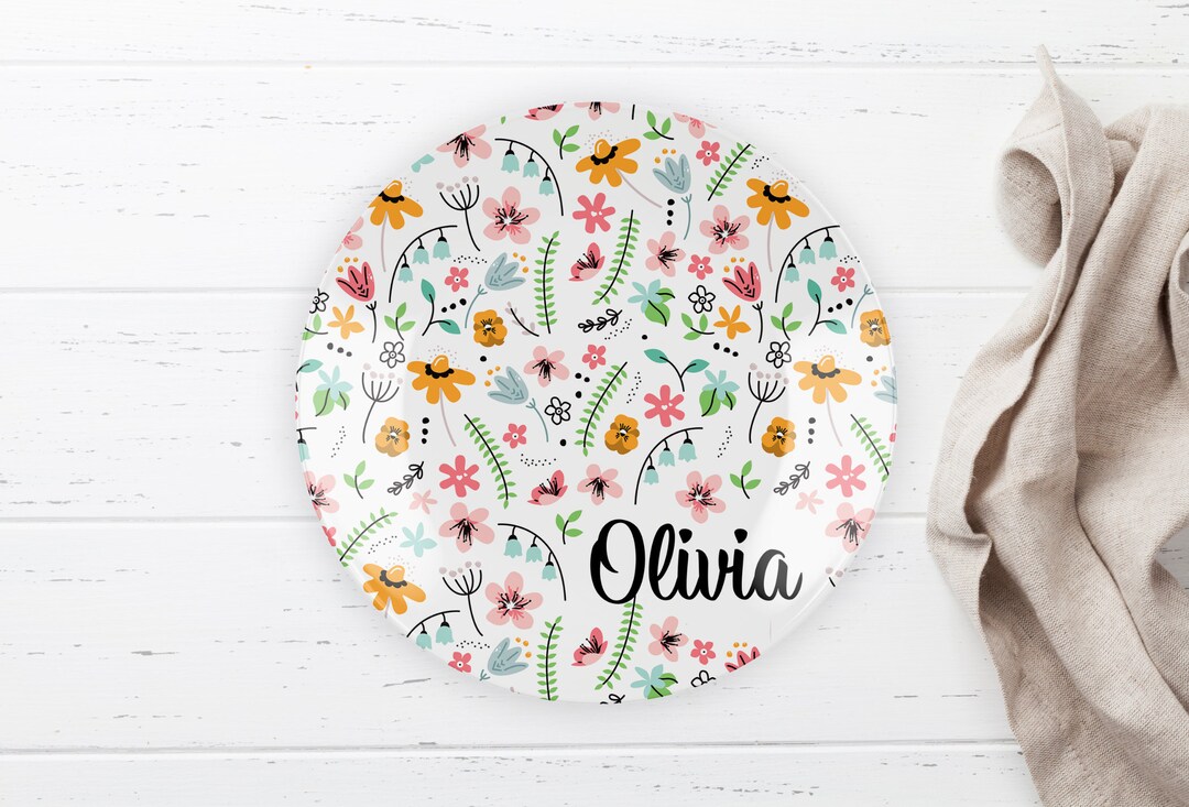 Custom Name Plate for Girls, Personalized Plate for Kids, Mealtime Set ...